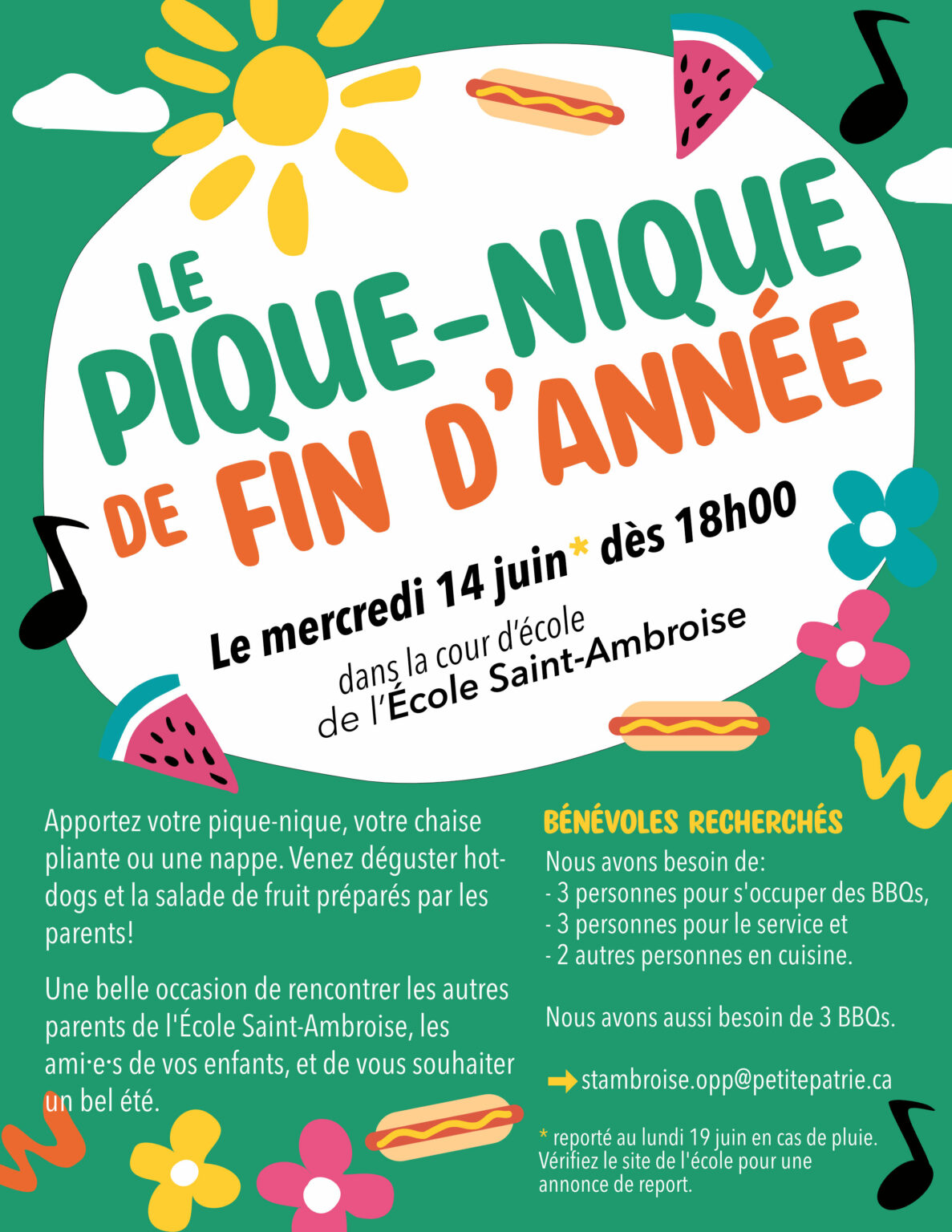 Invitation: Pique-nique de fin d'année | École Saint-Ambroise